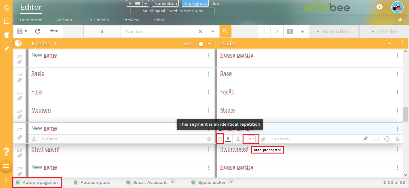 Autopropagation and repeated segments